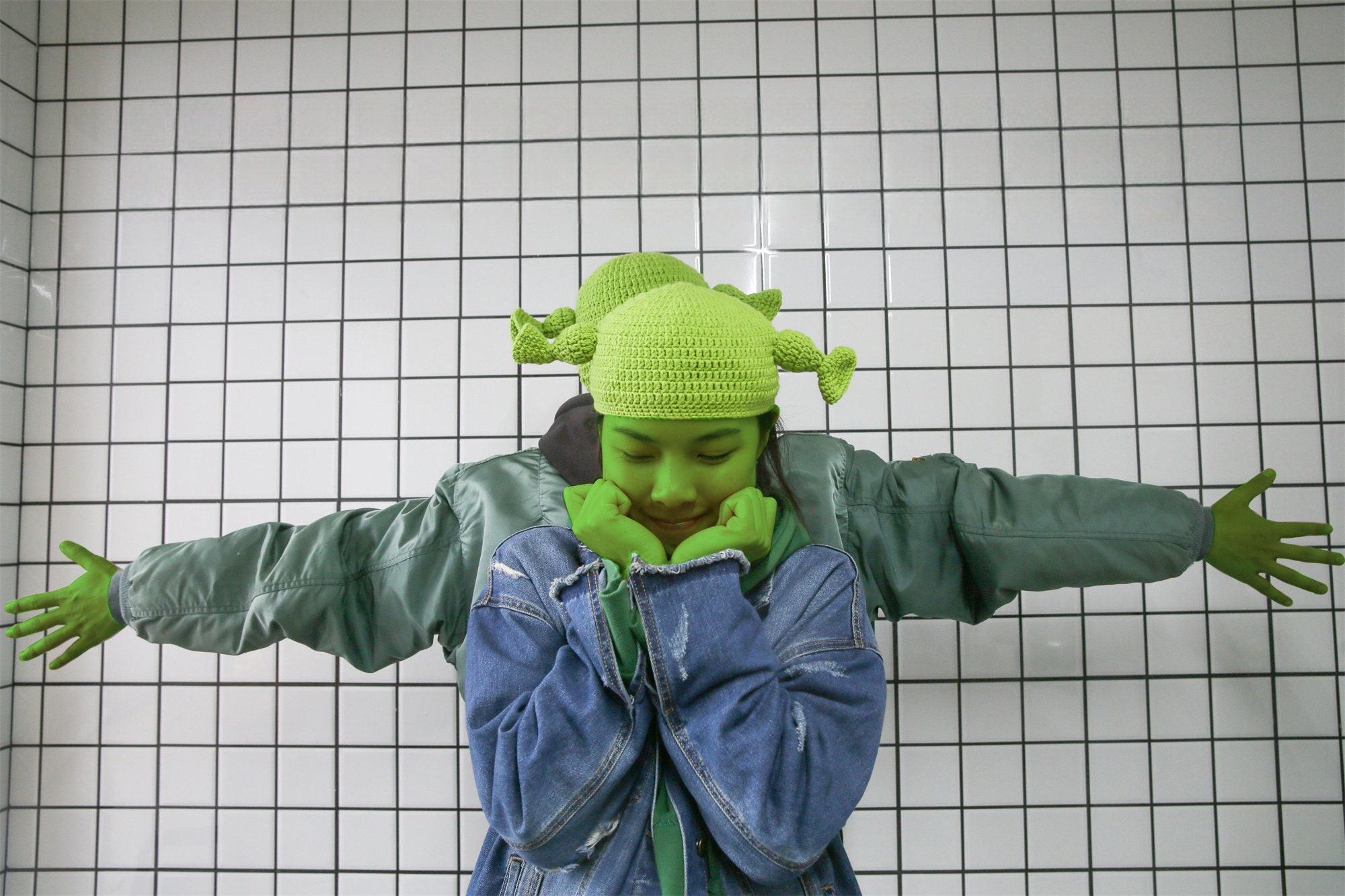 Shrek Crochet Bucket Hat, Green Wacky Custom Bucket Hat, Handmade Hat ...