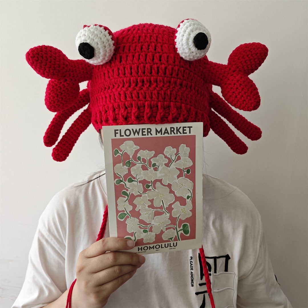 Red Crabs Crochet Bucket Hat, Red Crab Wacky Custom Bucket Hat ...