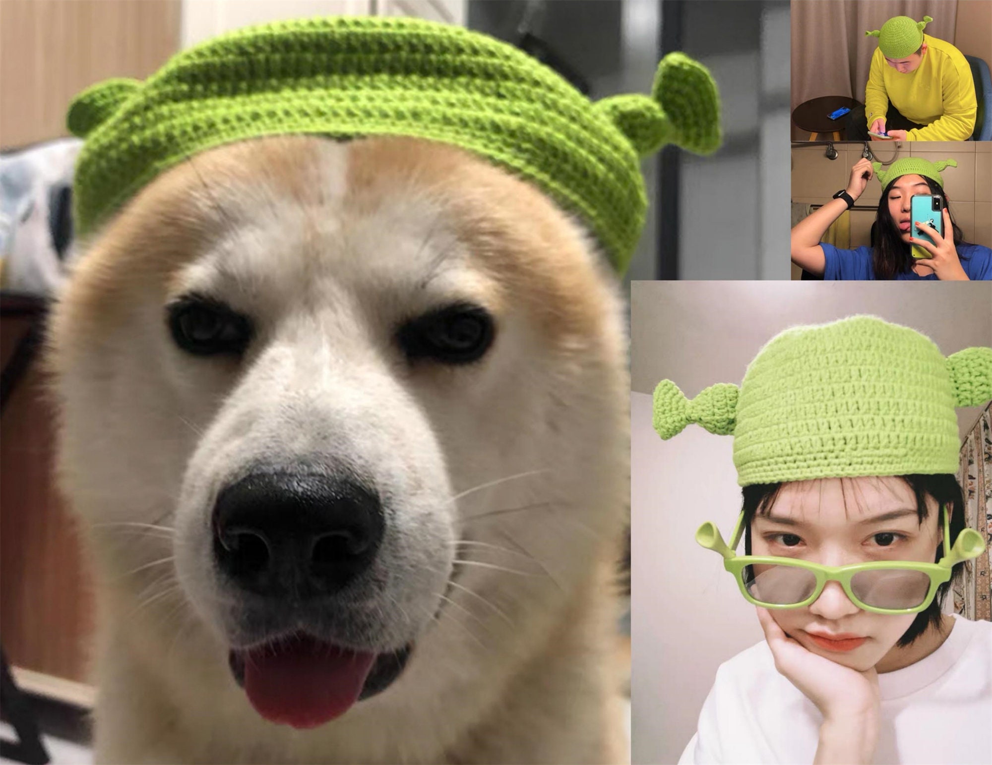 Shrek Crochet Bucket Hat, Green Wacky Custom Bucket Hat, Handmade Hat ...