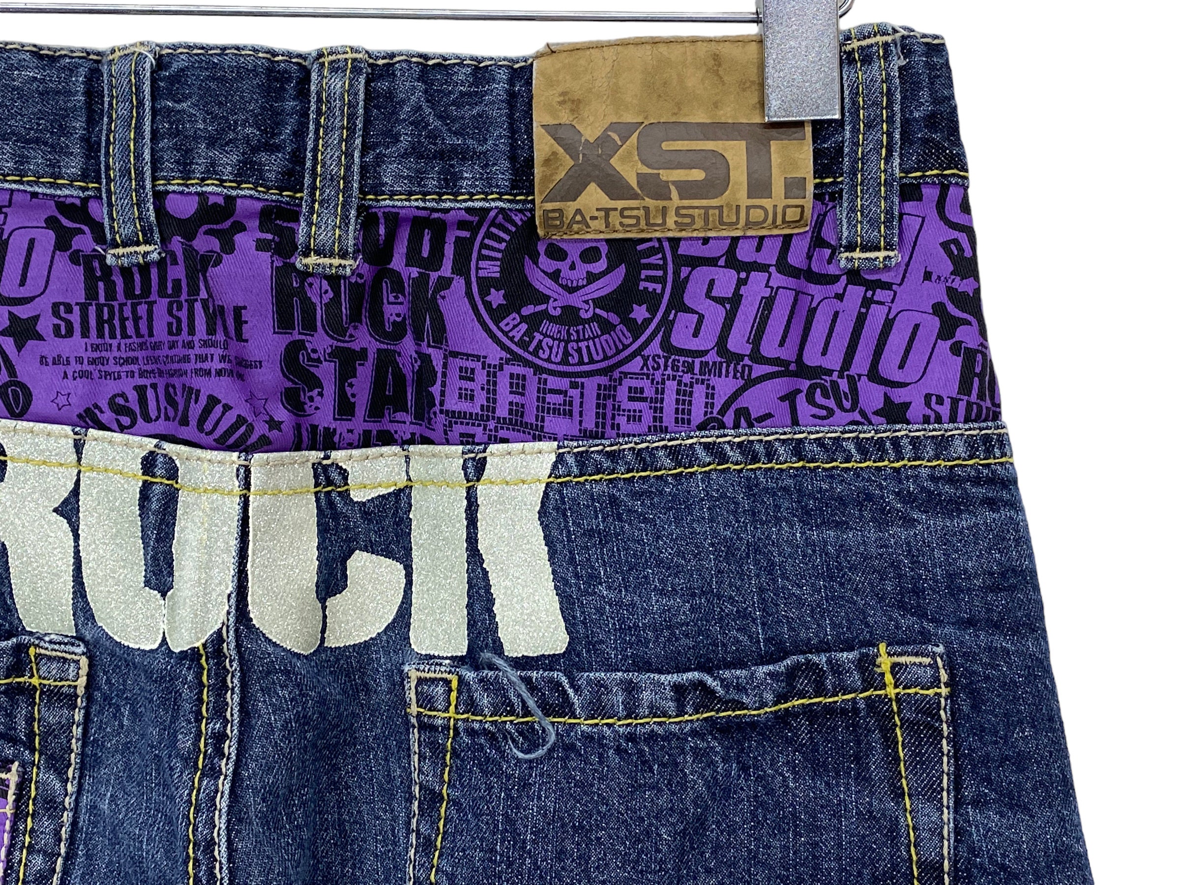 BATSU Jeans Size 28 W28xl31 Ba-tsu Skull Print Denim Jeans Batsu Studio ...