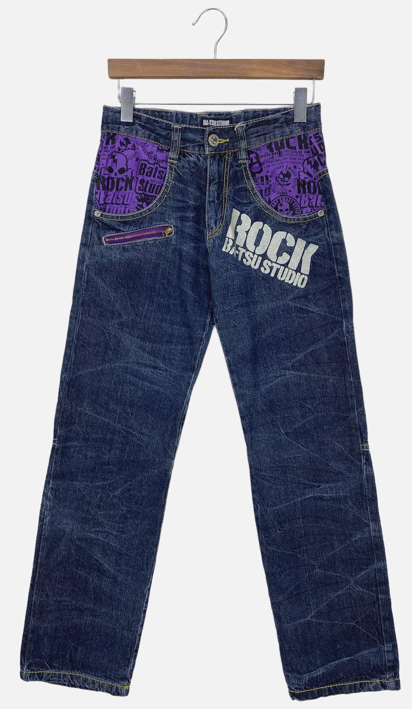 BATSU Jeans Size 28 W28xl31 Ba-tsu Skull Print Denim Jeans Batsu Studio ...