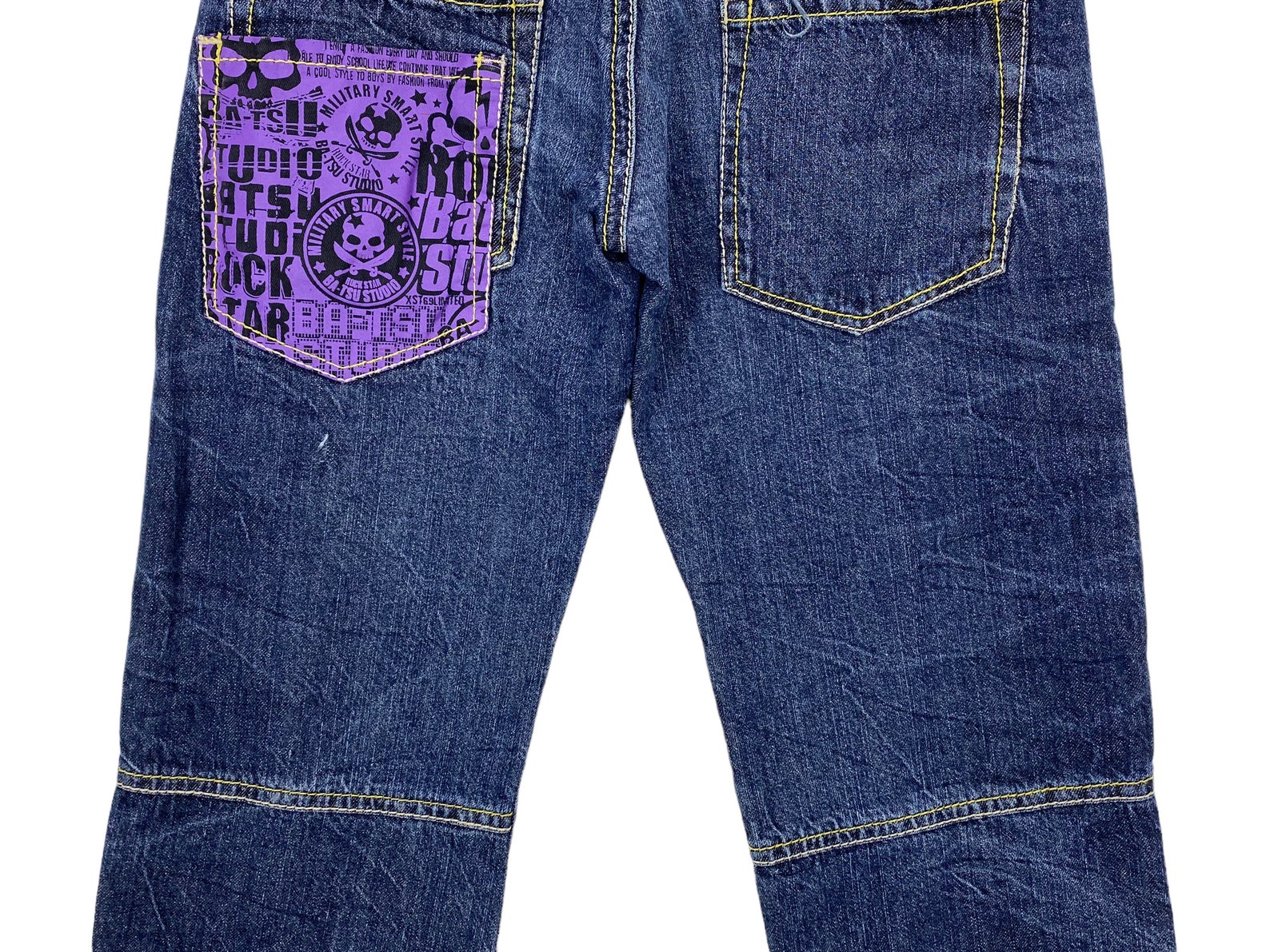 BATSU Jeans Size 28 W28xl31 Ba-tsu Skull Print Denim Jeans Batsu Studio ...