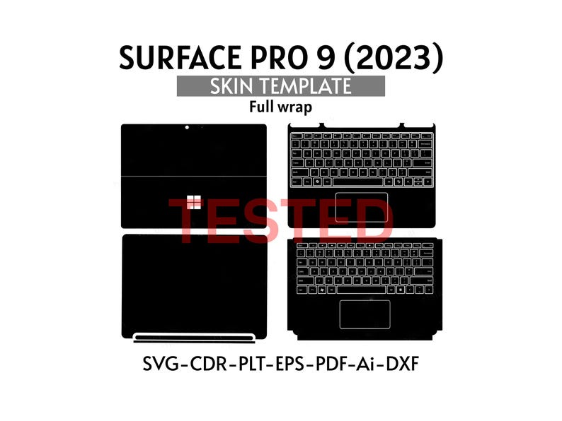 Surface Pro 9 (2023) Skin Template | Svg,dxf,ai,plt,cdr | Cricut ...