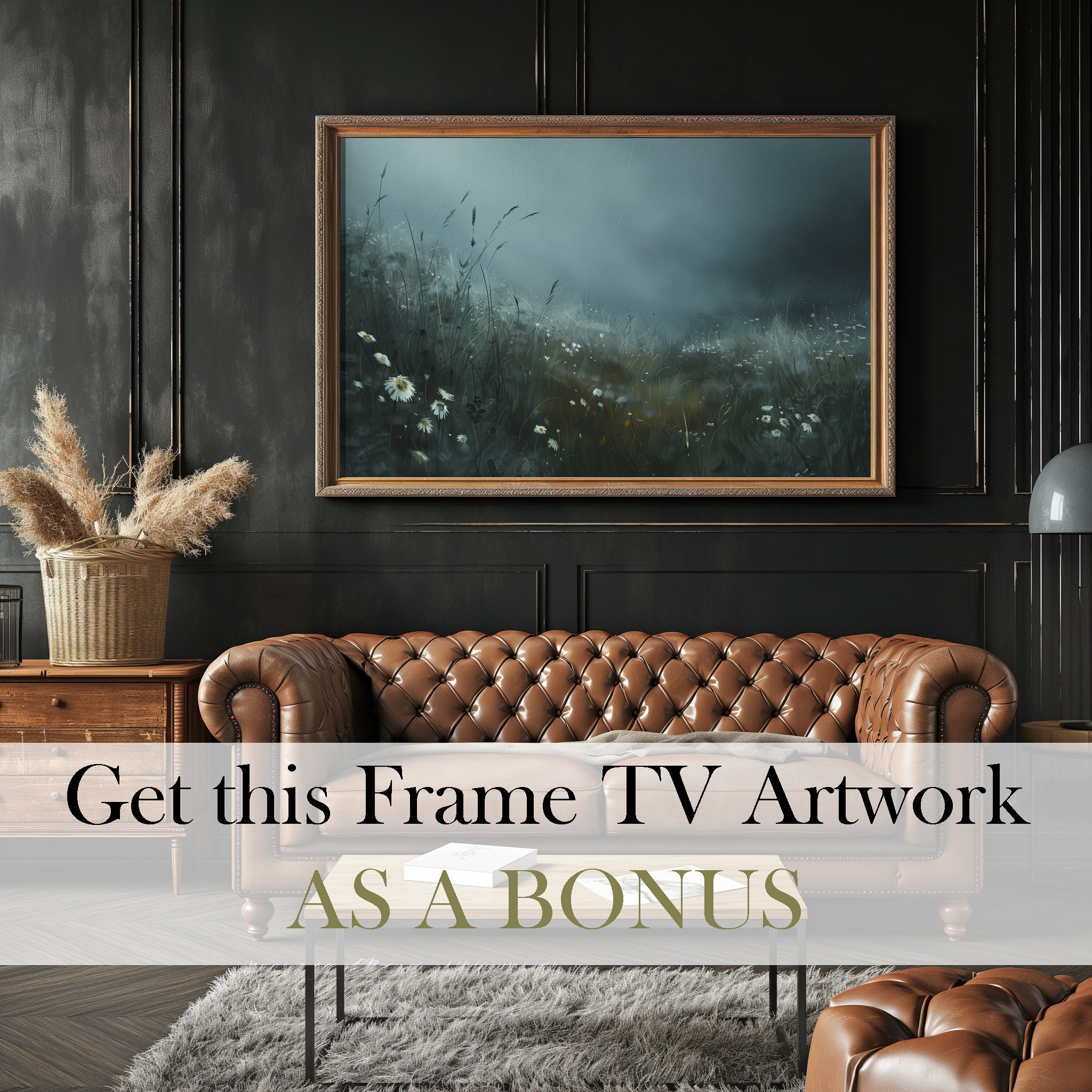 Moody Flower Painting Frame TV Art, Impressionistic Water Lilies in ...