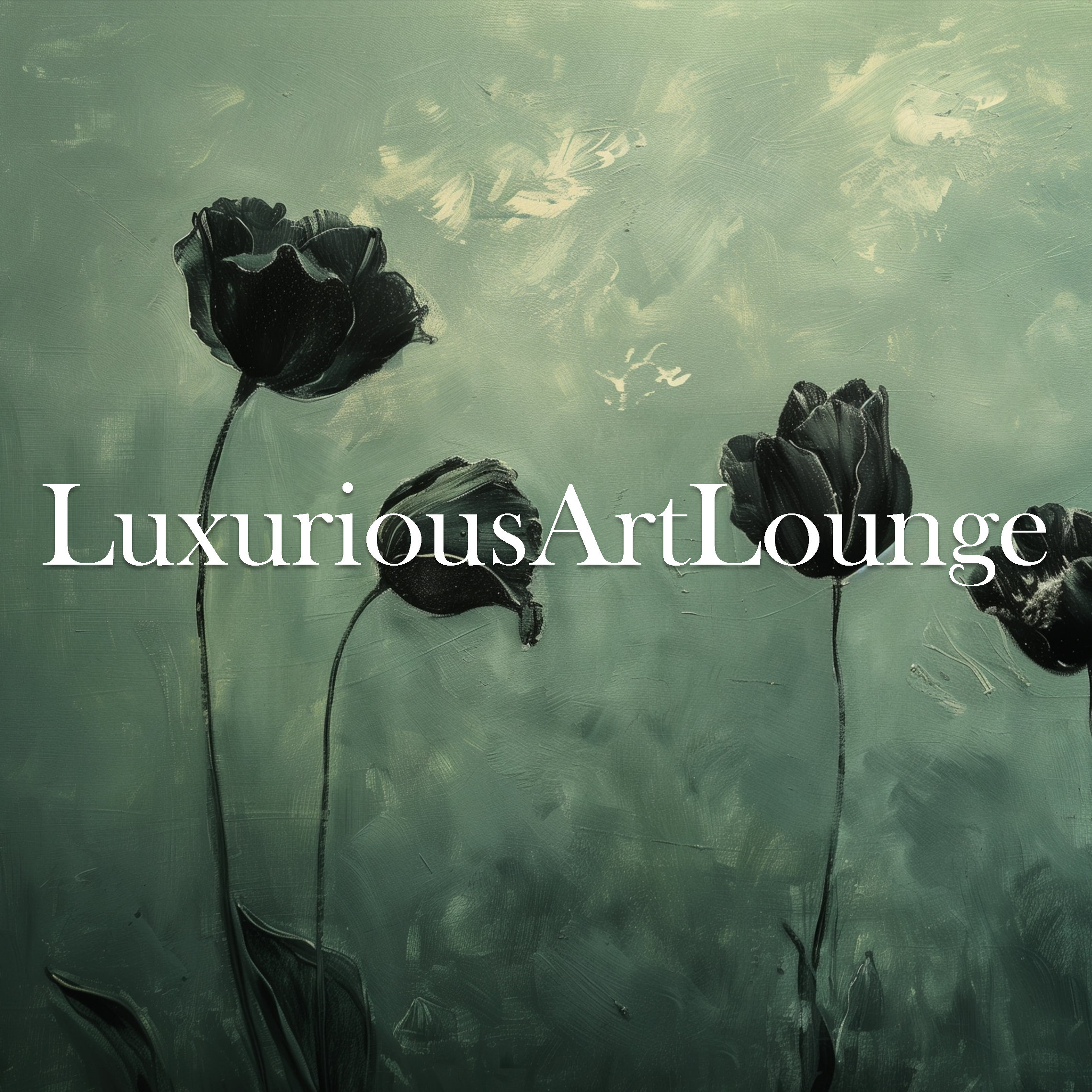 Moody Flower Painting Frame TV Art, Antique Dark Green Black Tulips ...