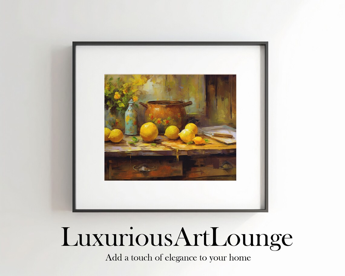 Country Kitchen Wall Art Rustic Decor Lemons Still Life Print PRINTABLE ...