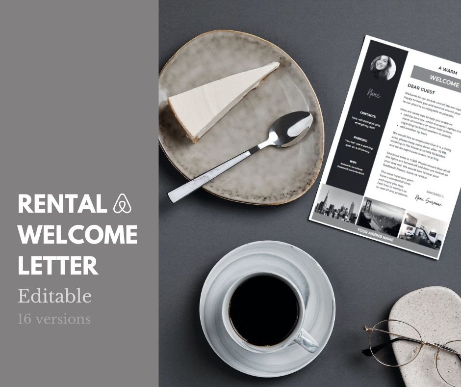 Welcome LETTER POSTER Template, Airbnb, Editable Canva Air Bnb House ...