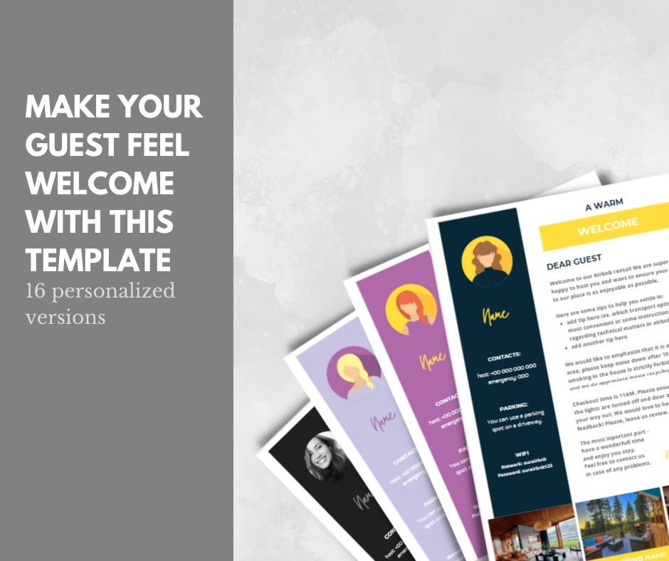 Welcome LETTER POSTER Template, Airbnb, Editable Canva Air Bnb House ...