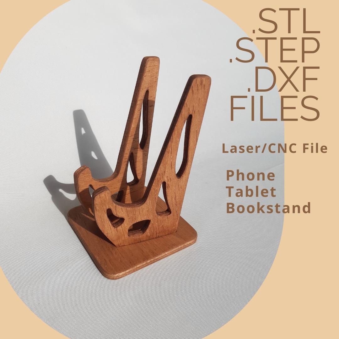 Phone Stand, Tablet Stand, Book Holder, Book Display STL, STEP, DXF ...