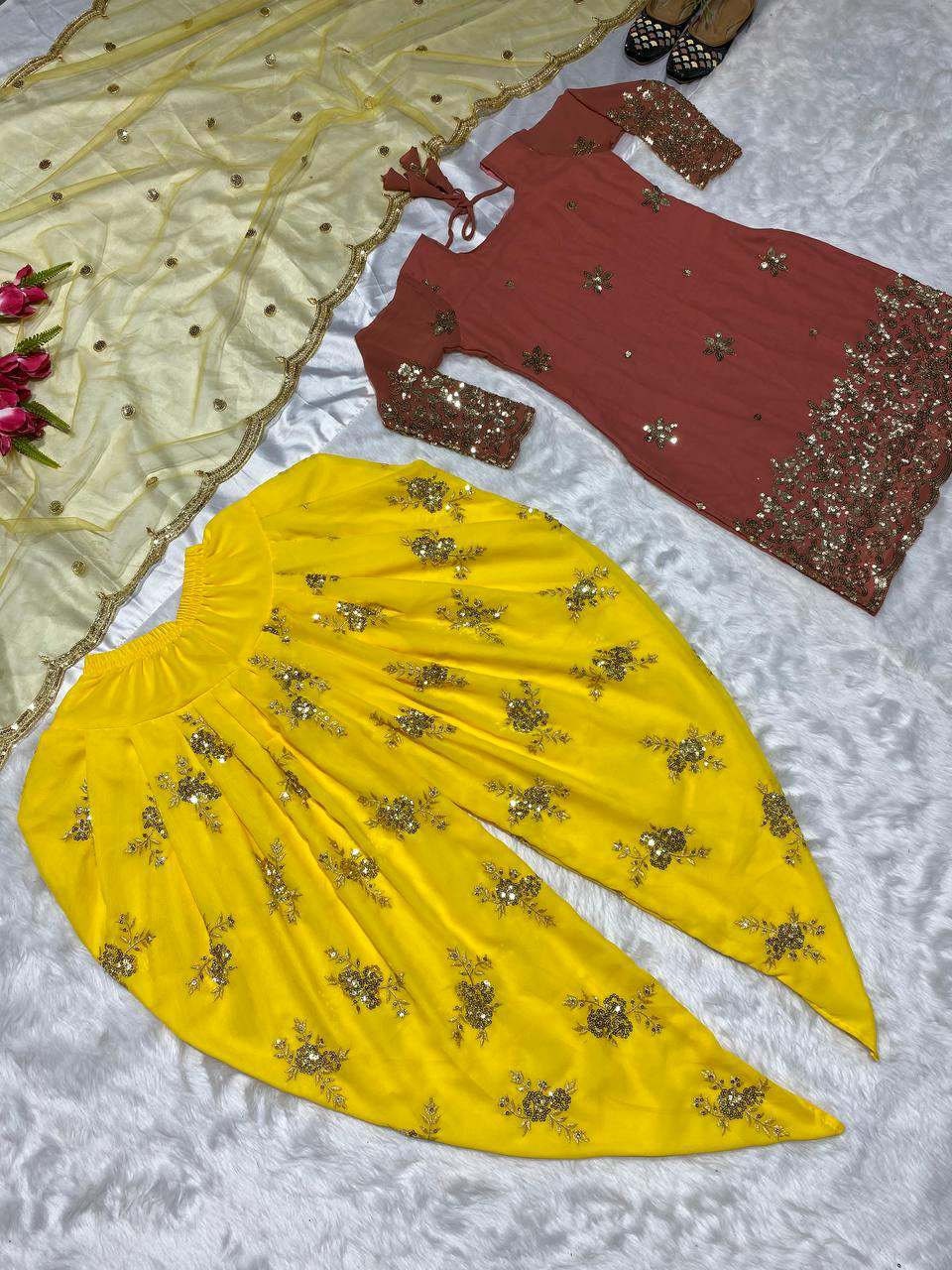 New Desinger Brown Colour Panjabi Style Sequence Work Patiyala Suit for ...