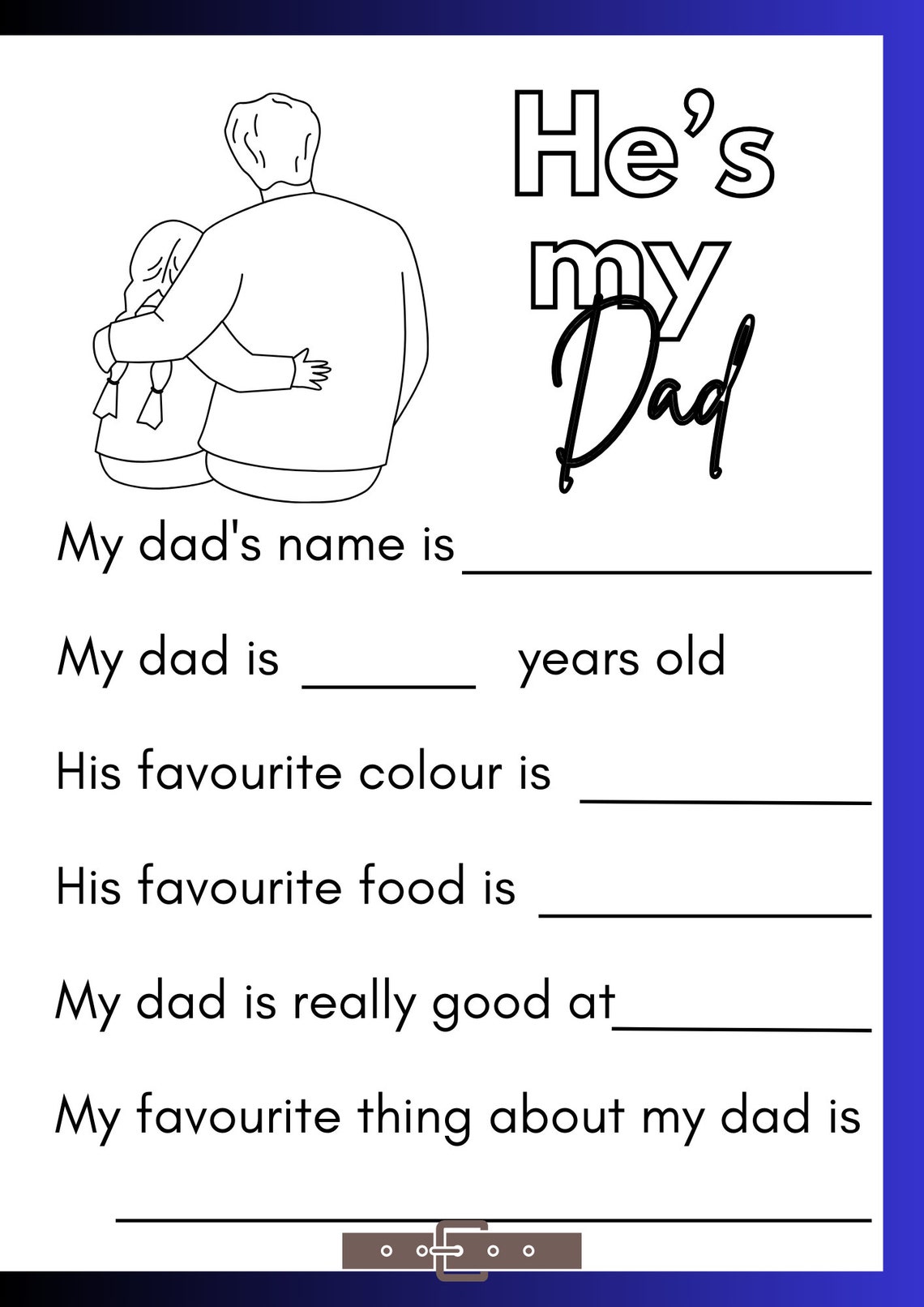 Father's Day Printable, He's My Dad, Fathers Day Gift, Card for Dad ...