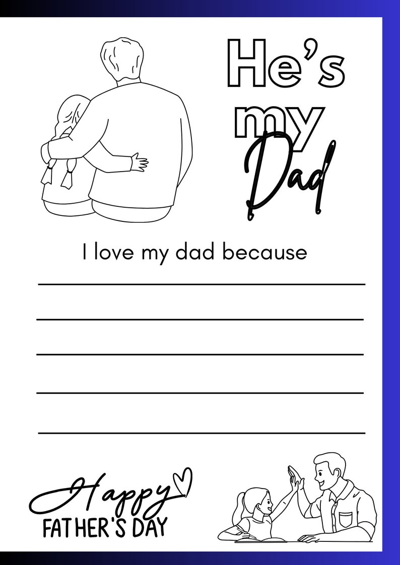 Father's Day Printable, He's My Dad, Fathers Day Gift, Card for Dad ...