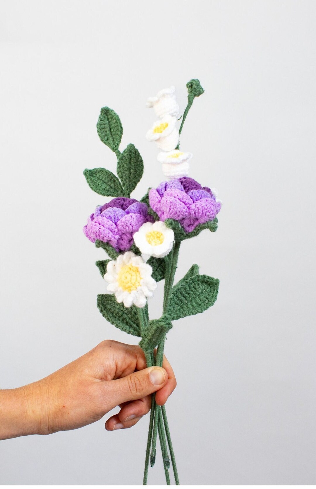Sustainable Crocheted Bouquet Mother's Day Daisy Evergreen and Long ...