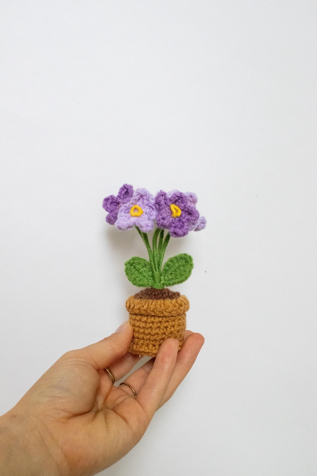 Mini Flower | Crocheted Plant Violet Green | Mother's Day Gift ...
