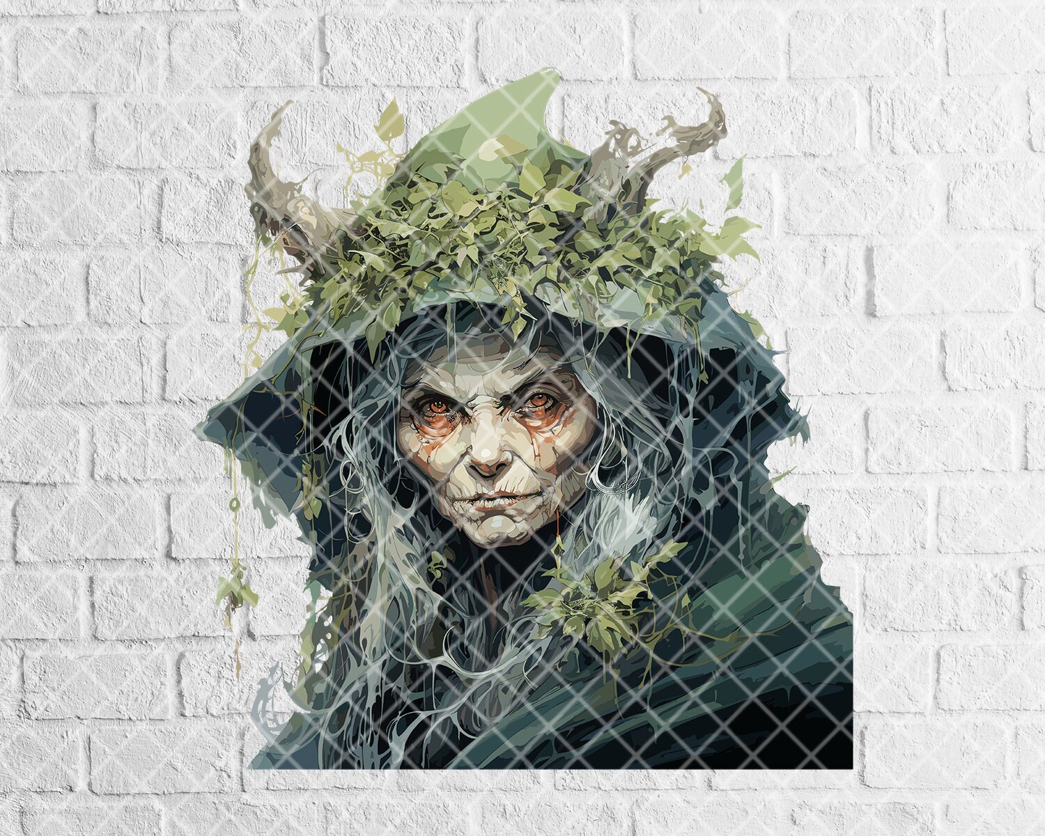 Green Leaf Witch Clipart Set: 10 Youthful and Spooky PNG Images ...