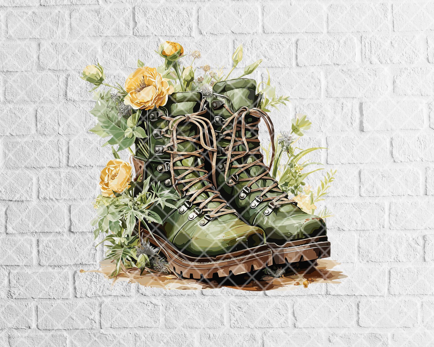 Watercolor Hiking Boots Set Clipart With Floral Accents Set of 10 PNG ...