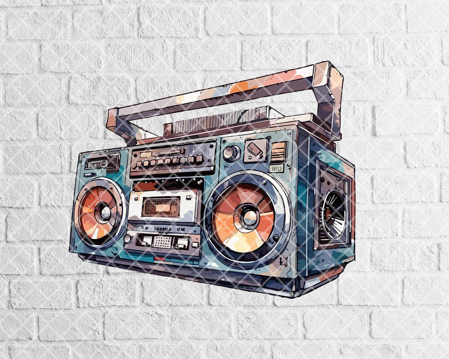 Retro Watercolor Vintage Boombox Cassette Player Clipart Collection 8 ...