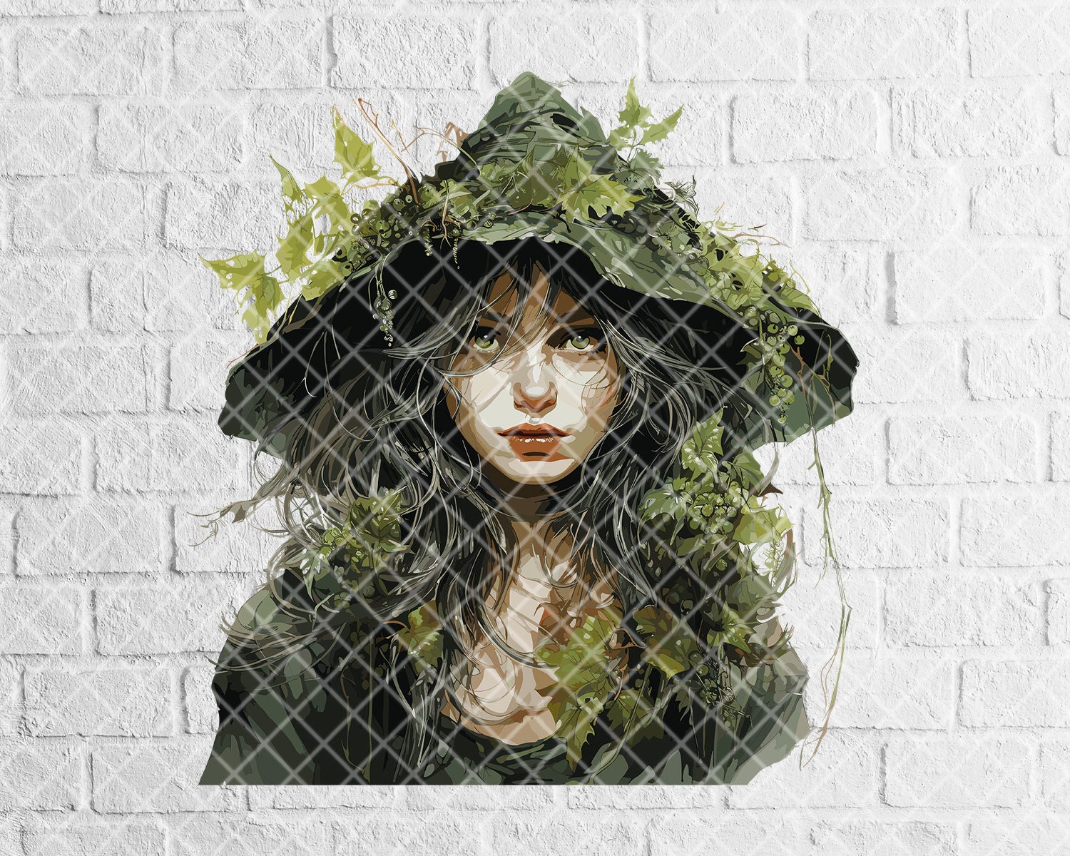 Green Leaf Witch Clipart Set: 10 Youthful and Spooky PNG Images Digital ...
