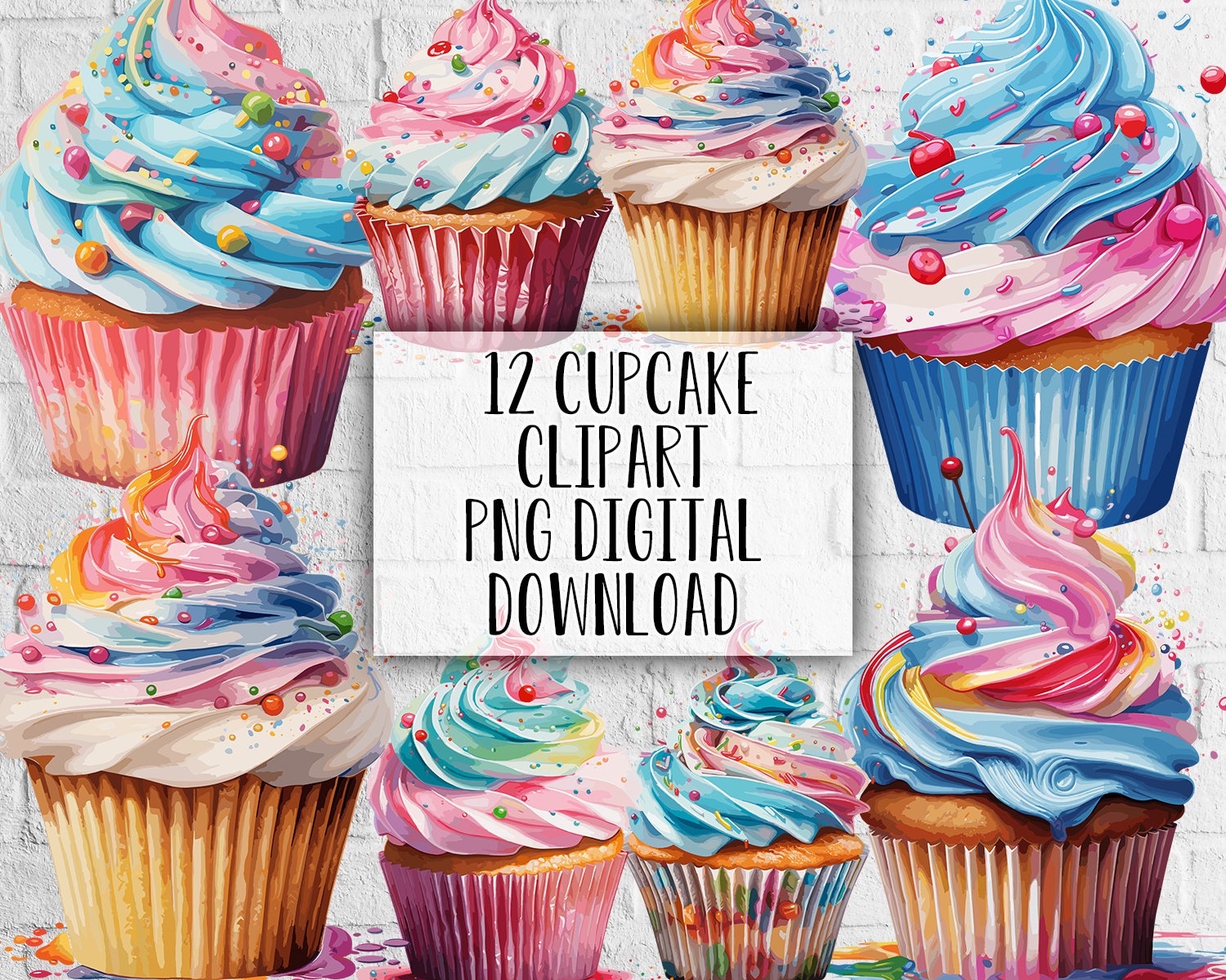12 Cupcake Clipart - Printable Art for Crafts, Scrapbooking, and More ...