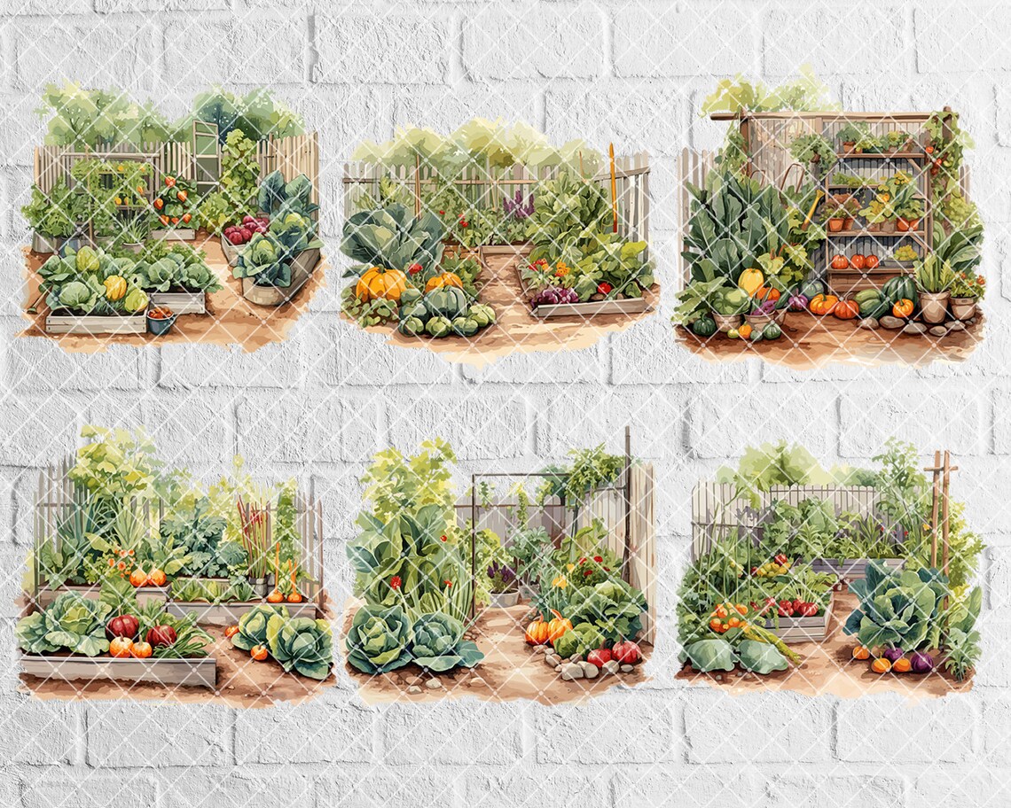 12 Watercolor Vegetable Garden Clipart - Printable Art for Crafts ...