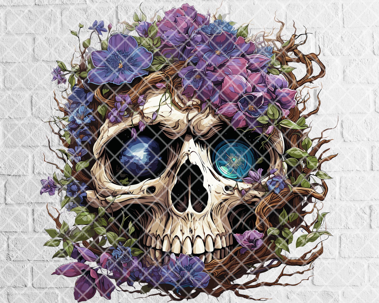 Floral Skull PNG Designs Digital Download 8 PNG Digital Downloads ...