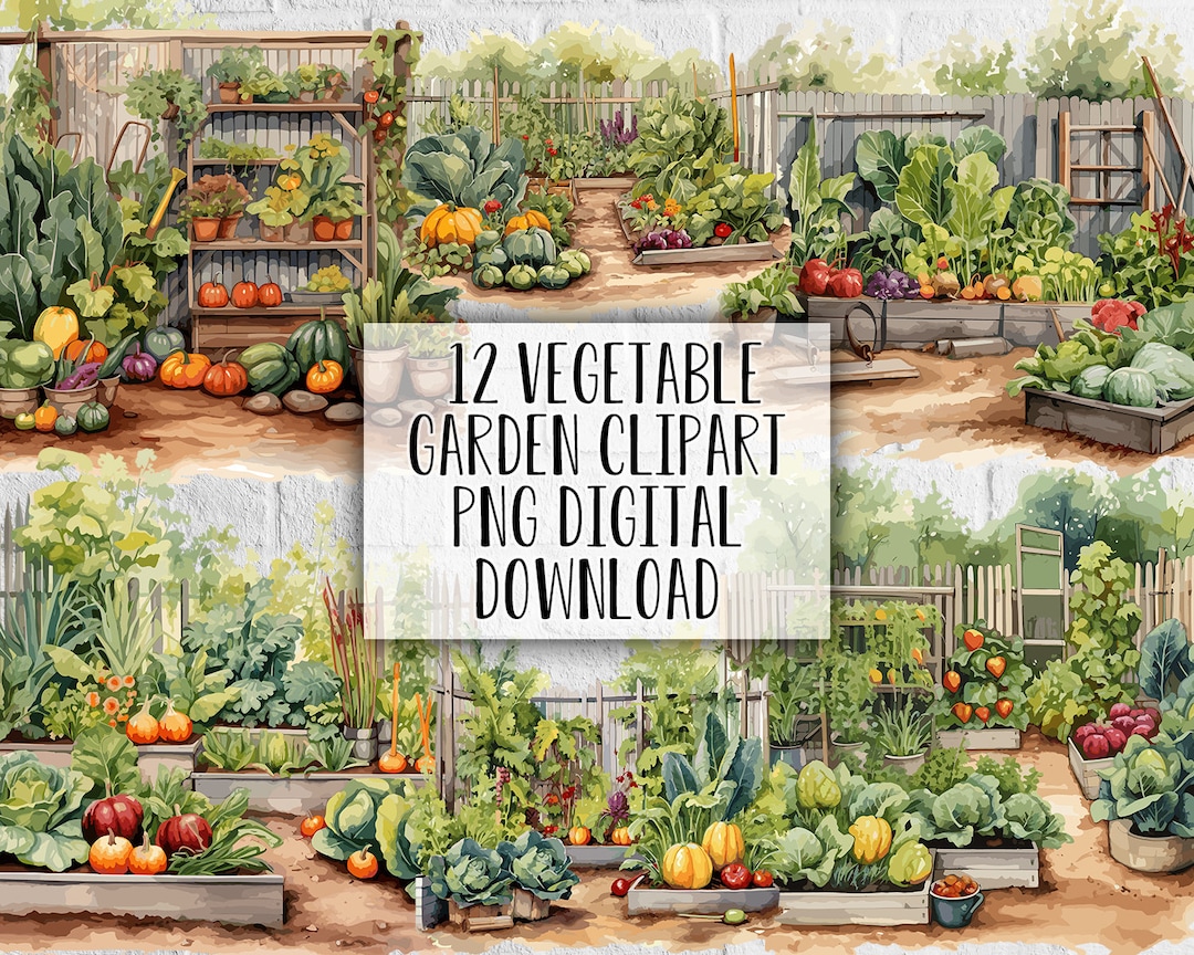 12 Watercolor Vegetable Garden Clipart - Printable Art for Crafts ...