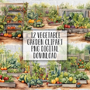 12 Watercolor Vegetable Garden Clipart - Printable Art for Crafts ...