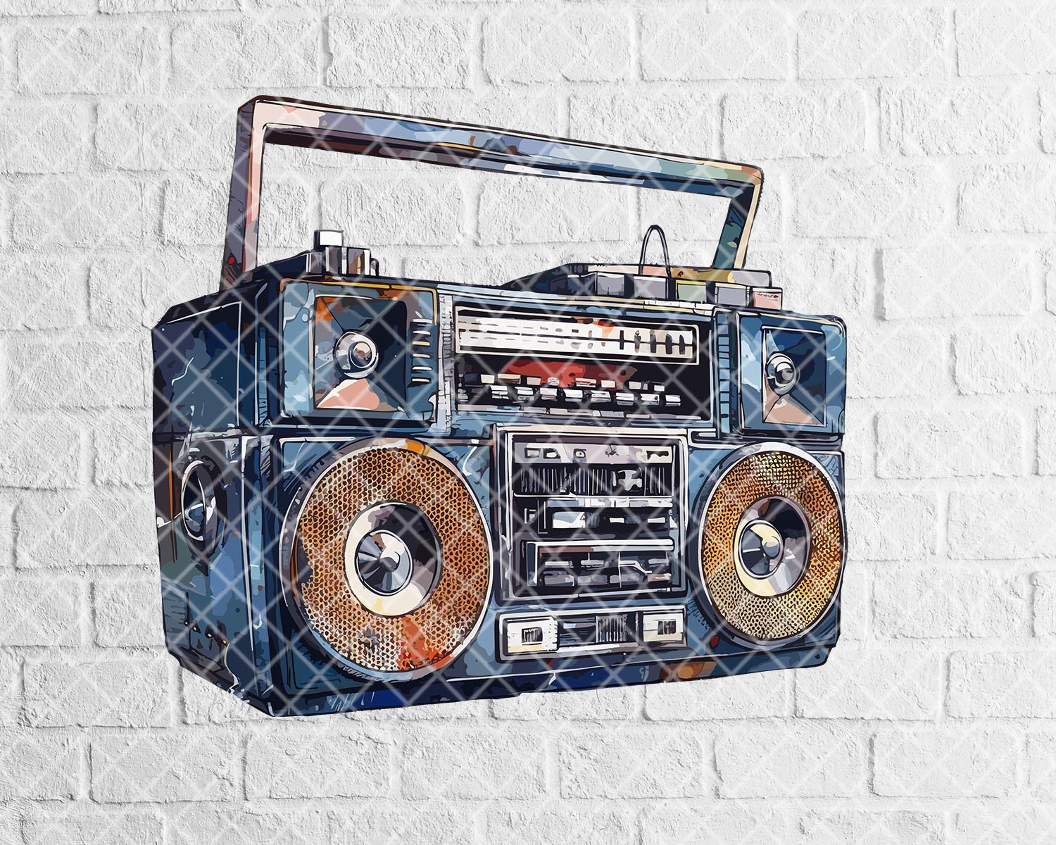 Retro Watercolor Vintage Boombox Cassette Player Clipart Collection 8 ...