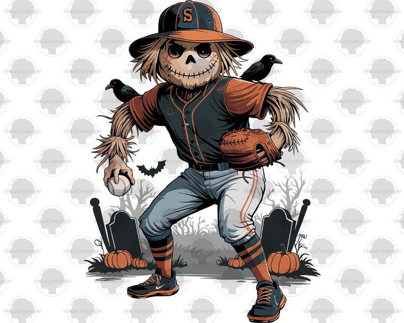 Scarecrow Baseball Player Halloween PNG , Spooky Baseball PNG ...