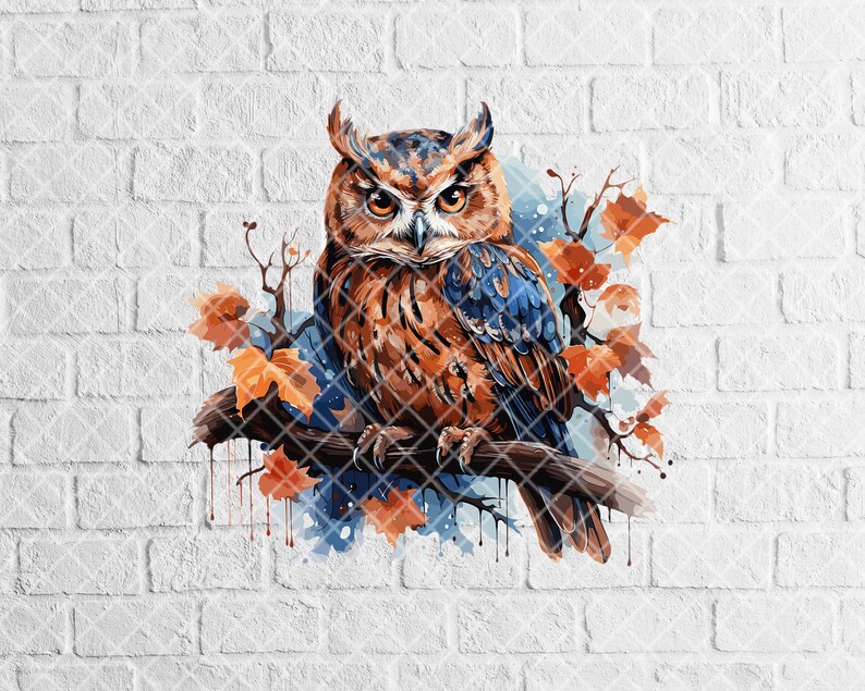 Watercolor Owl Clipart With Floral Accents Set of 10 PNG - Etsy