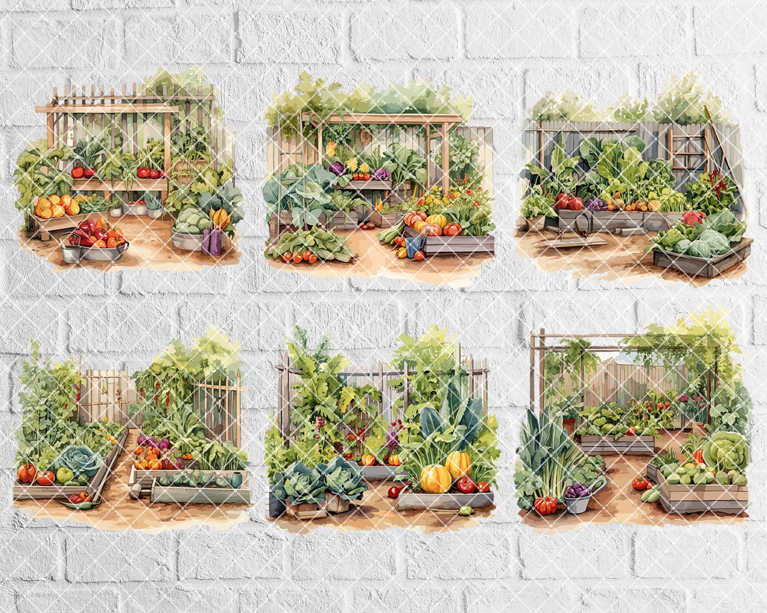 12 Watercolor Vegetable Garden Clipart - Printable Art for Crafts ...