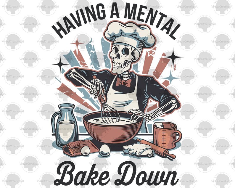 Having A Mental Bake Down Png, Cooking Skeleton PNG Sublimation Design ...