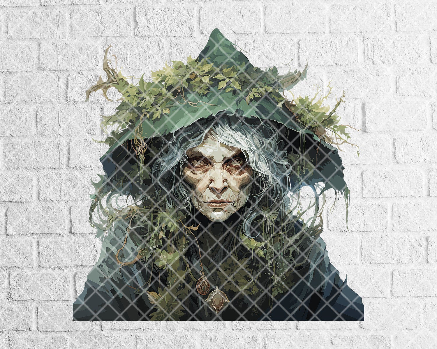 Green Leaf Witch Clipart Set: 10 Youthful and Spooky PNG Images ...