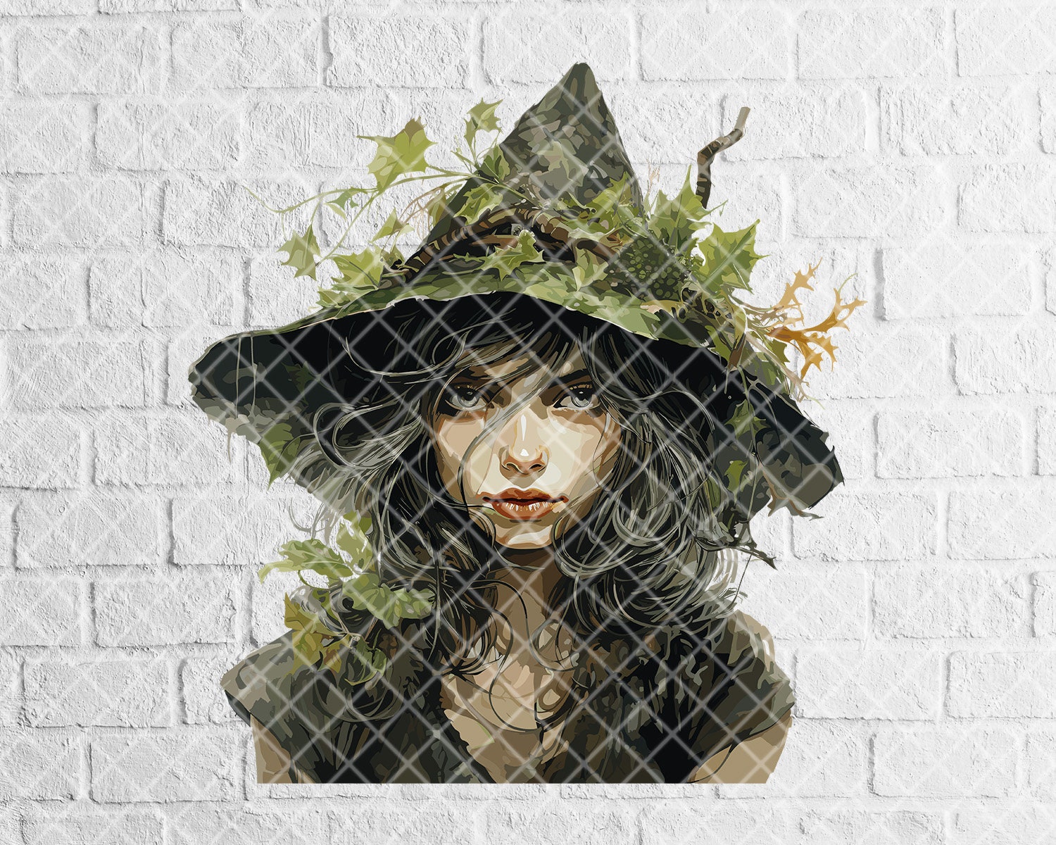 Green Leaf Witch Clipart Set: 10 Youthful and Spooky PNG Images ...