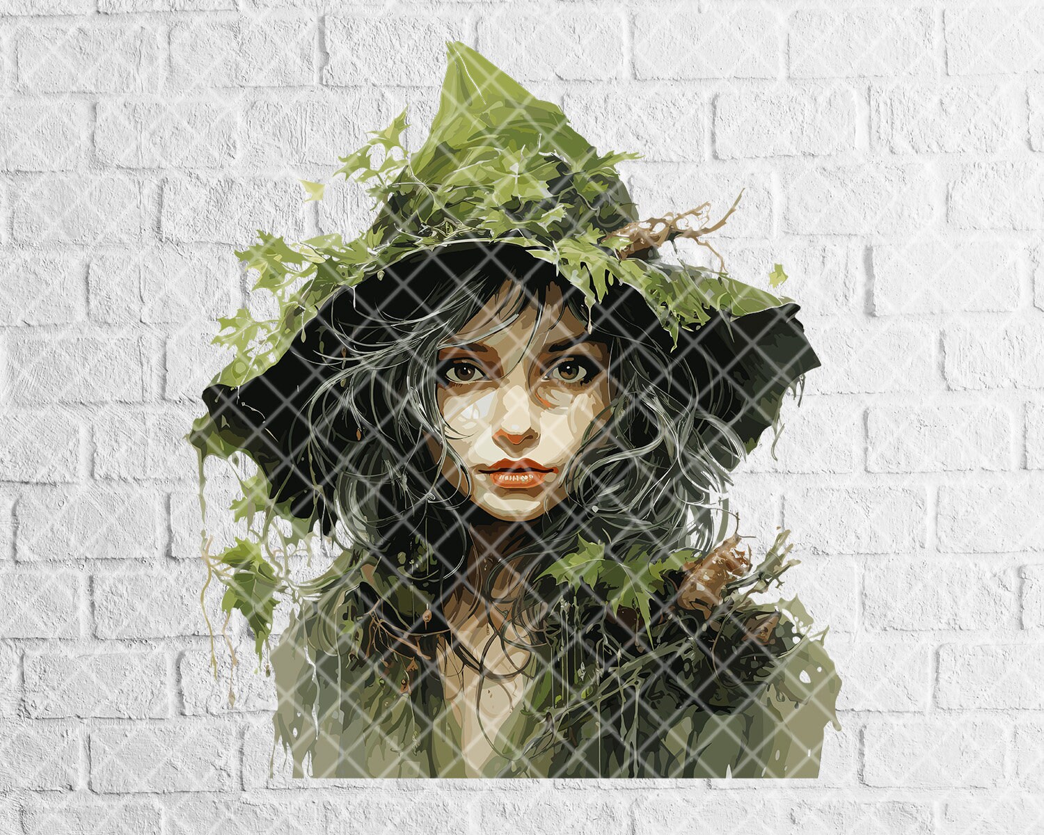 Green Leaf Witch Clipart Set: 10 Youthful and Spooky PNG Images ...