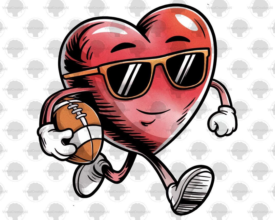 Heart Playing Football PNG, Valentine American Football PNG, Heart ...