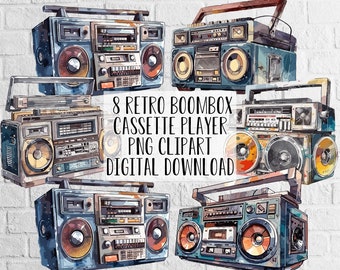 80s RETRO MUSIC Digital Clipart Instant Download Illustration Graphics ...