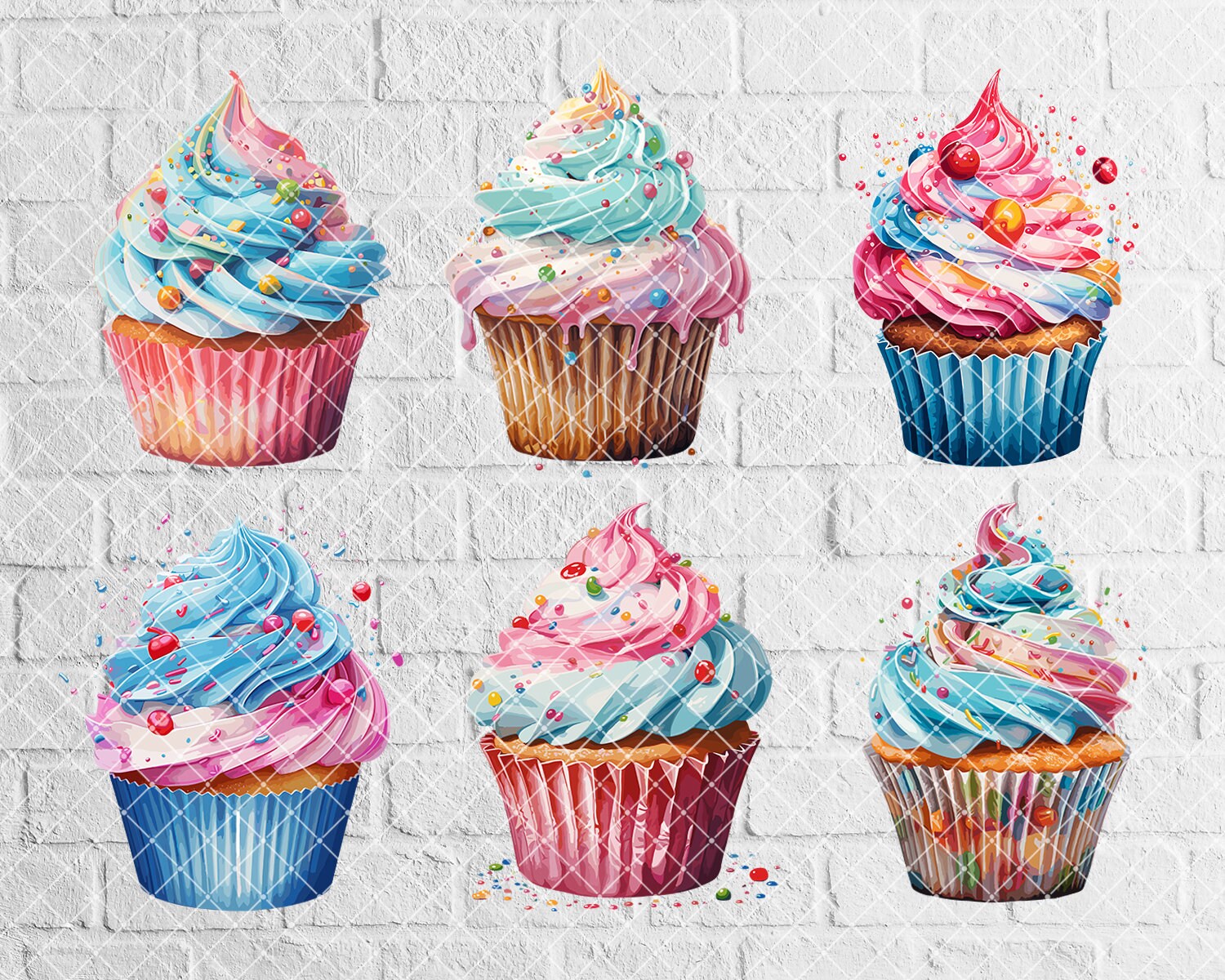 12 Cupcake Clipart - Printable Art for Crafts, Scrapbooking, and More ...