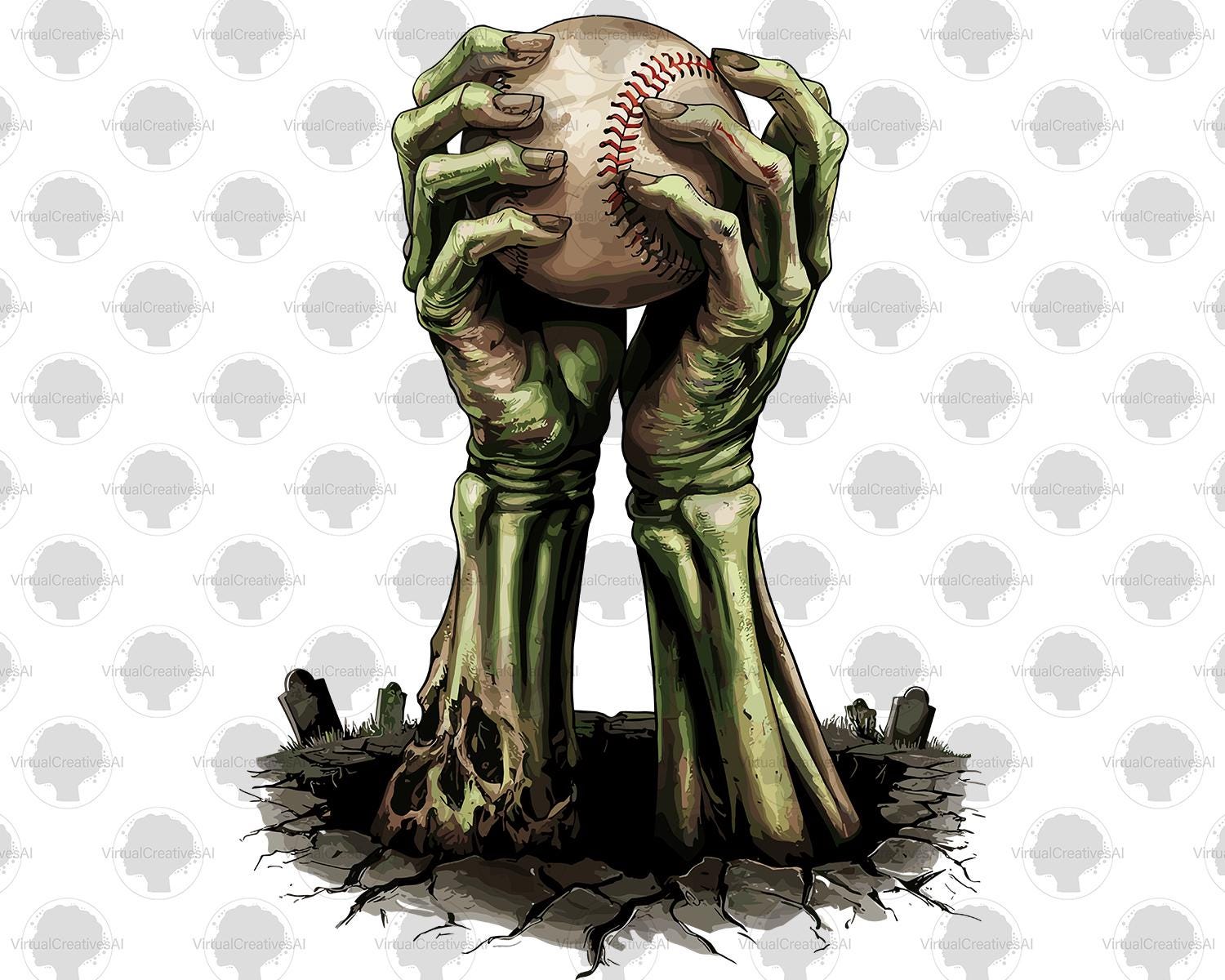 Baseball Zombie Hand PNG , Spooky Baseball PNG Sublimation Design ...