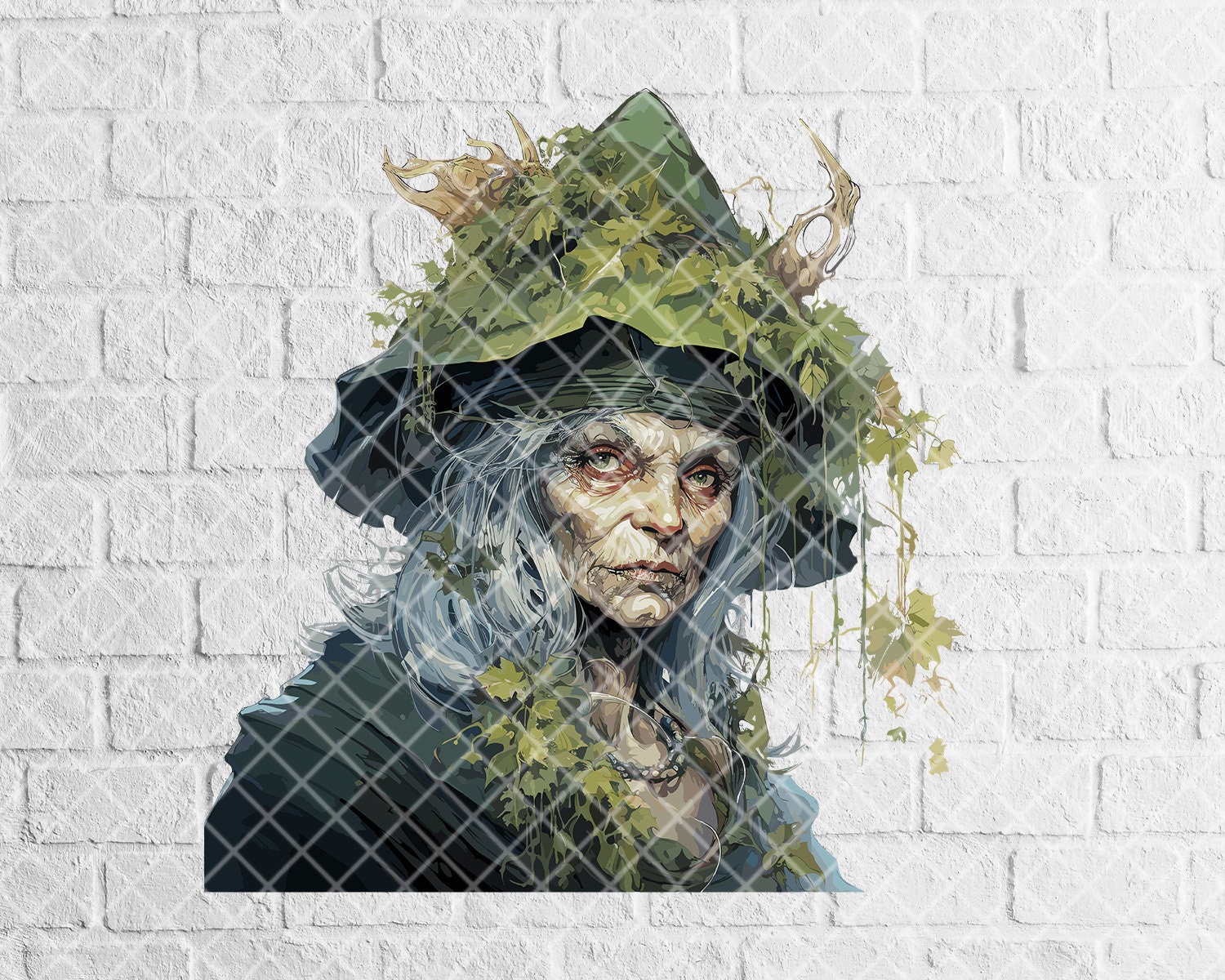 Green Leaf Witch Clipart Set: 10 Youthful and Spooky PNG Images Digital ...