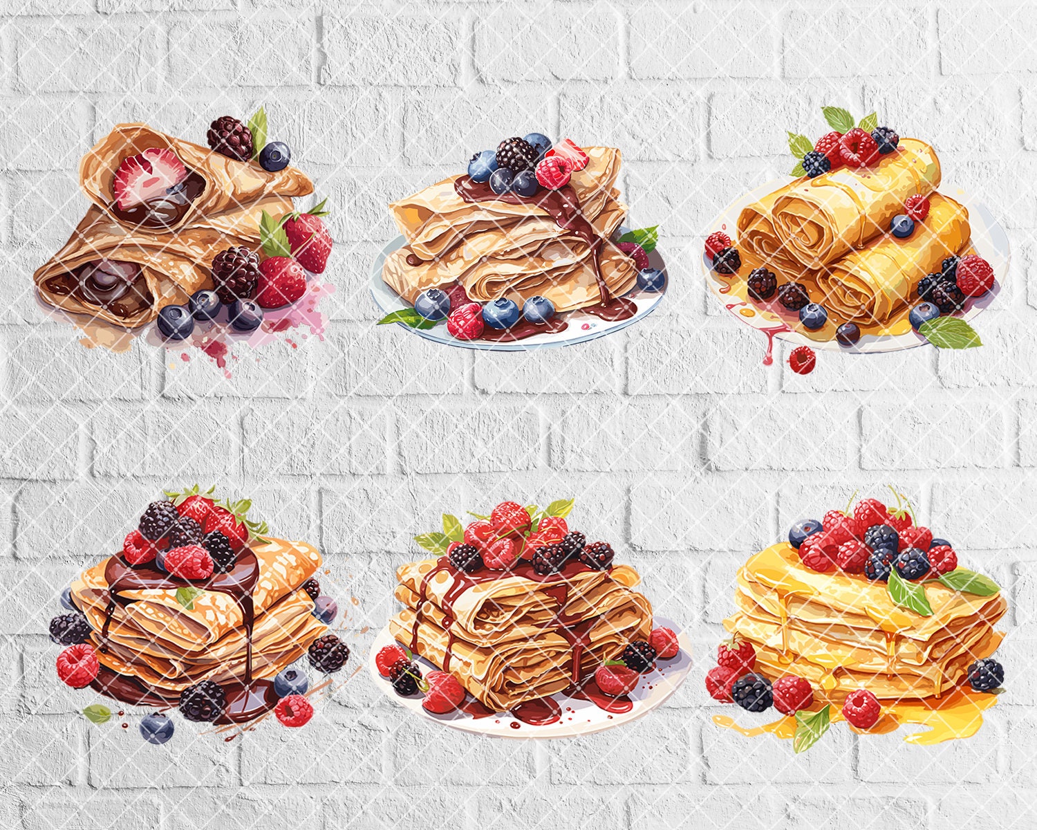 12 Crepes Clipart - Printable Art for Crafts, Scrapbooking, and More ...