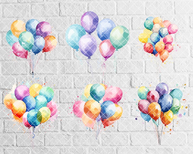 12 Watercolor Party Balloons Clipart - Printable Art for Crafts ...