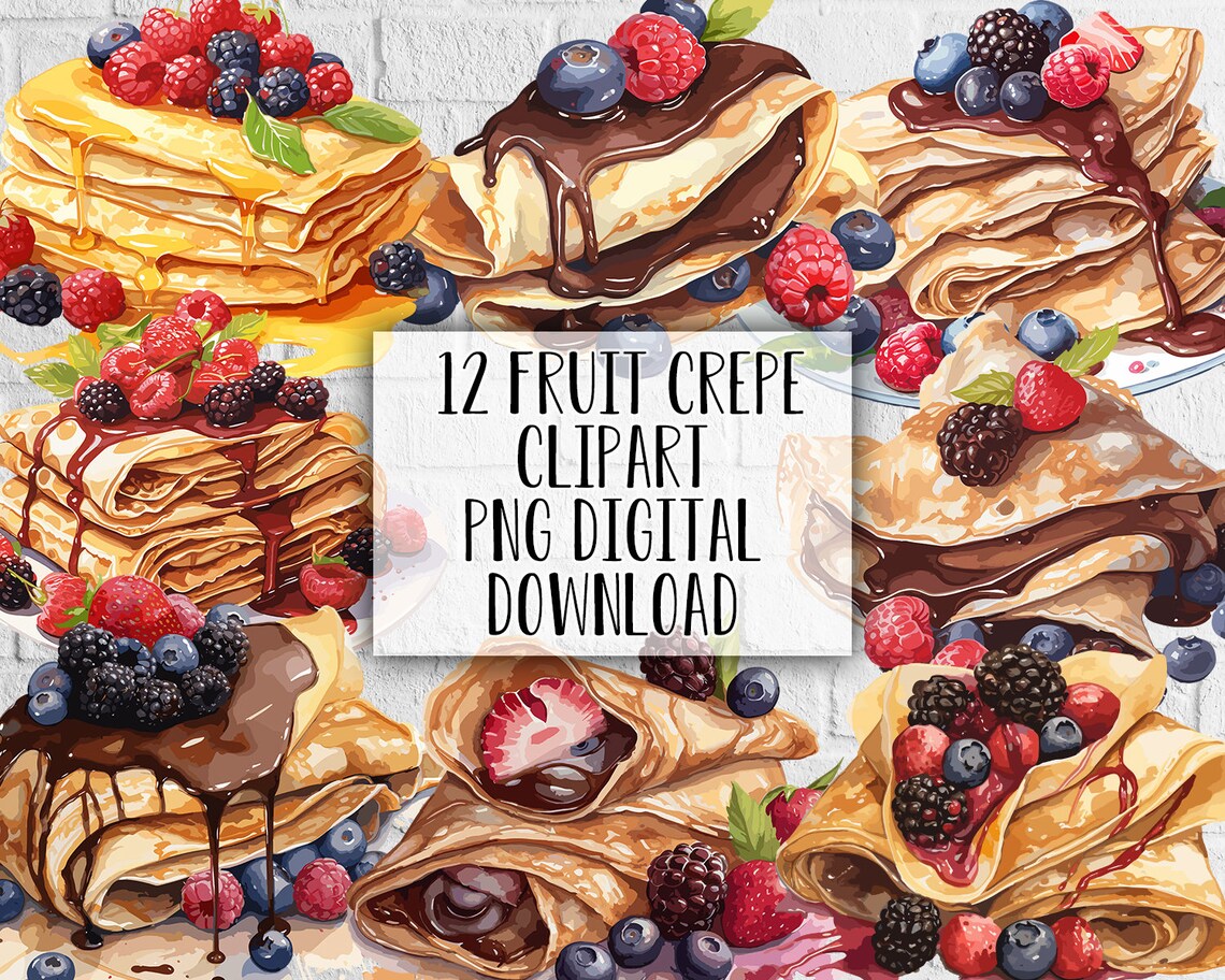 12 Crepes Clipart Printable Art for Crafts, Scrapbooking, and More ...