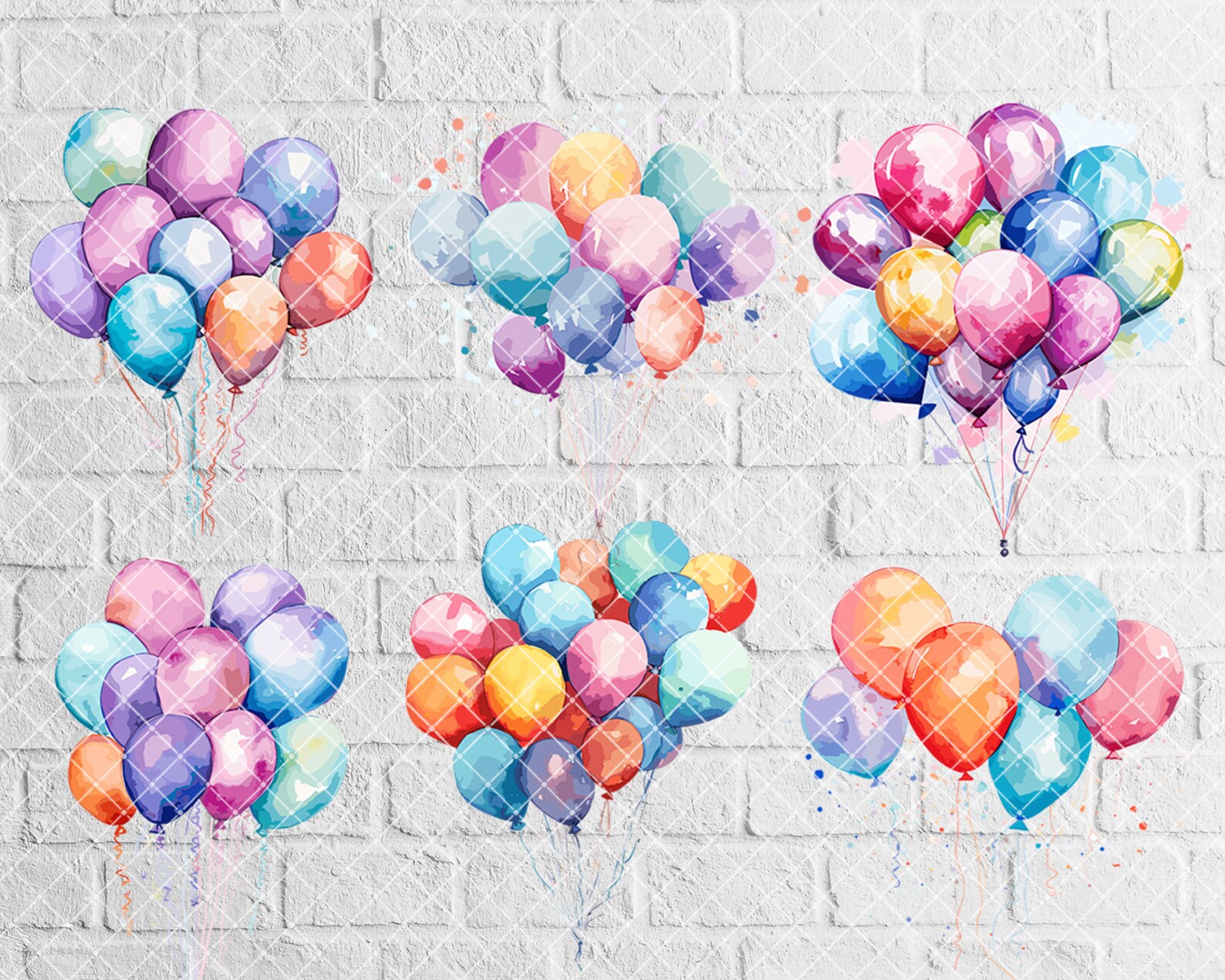 12 Watercolor Party Balloons Clipart - Printable Art for Crafts ...