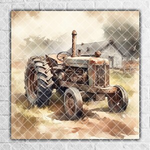 Vintage Tractor Watercolor Portraits - Set of 8 Digital Downloads - Etsy