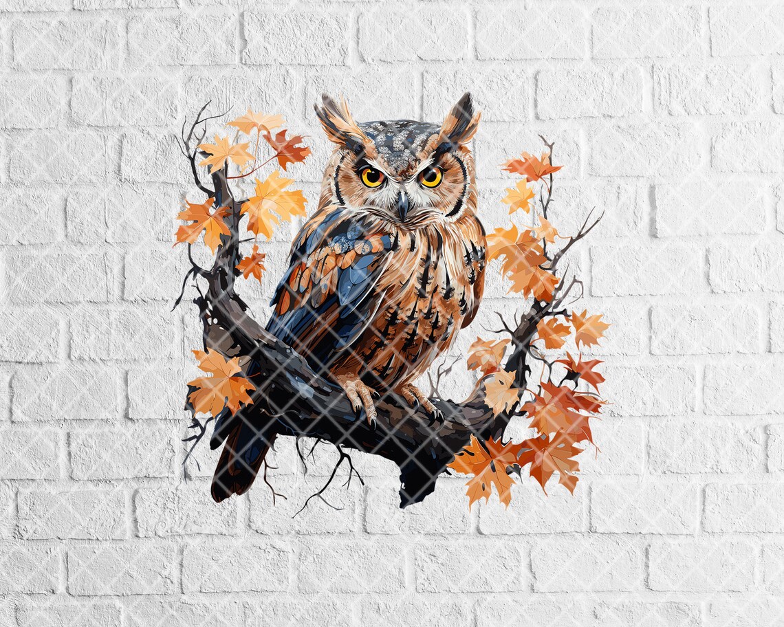 Watercolor Owl Clipart With Floral Accents Set of 10 PNG - Etsy