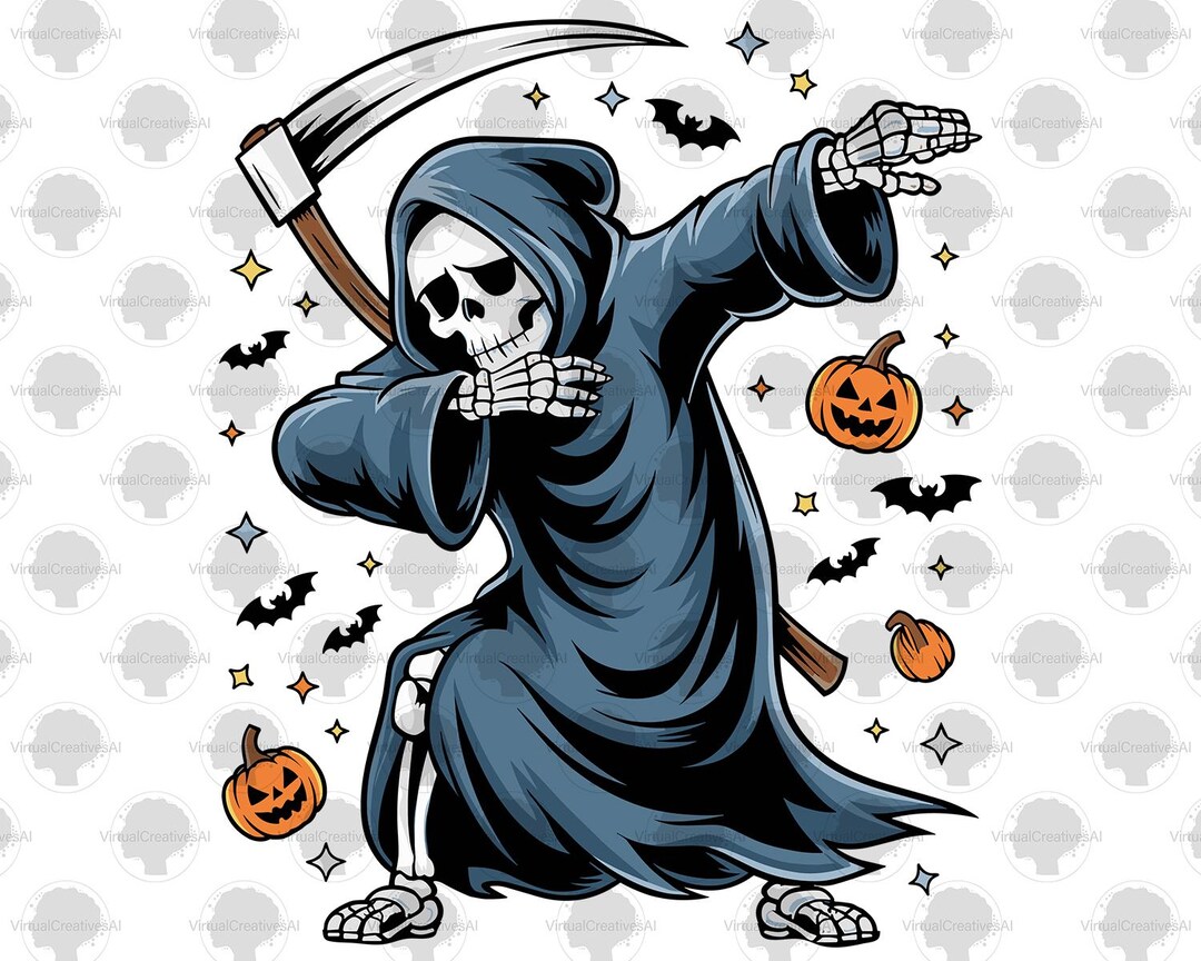 Buy Dabbing Grim Reaper PNG, Funny Grim Reaper Halloween PNG ...