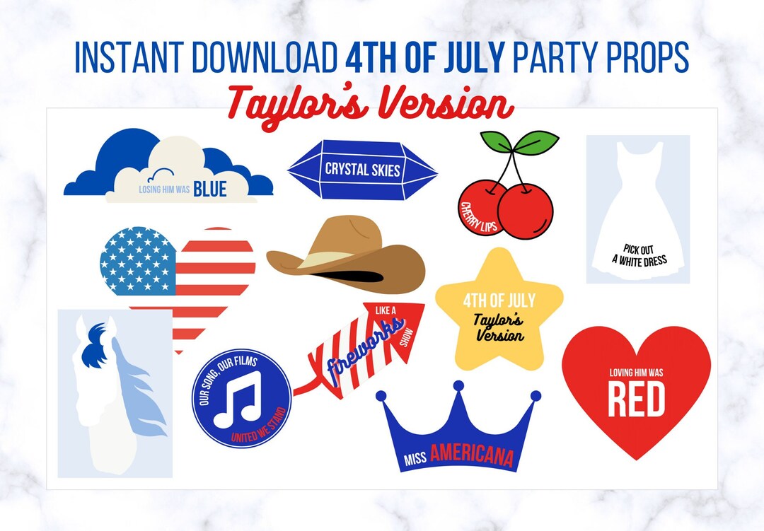 4th of July Taylor Swift Photo Booth, Taylor Swift Party Props, 4th of ...