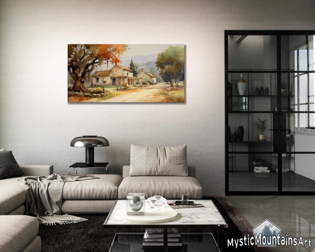 Vintage Farm Canvas Rustic Digital Art Finca - Etsy