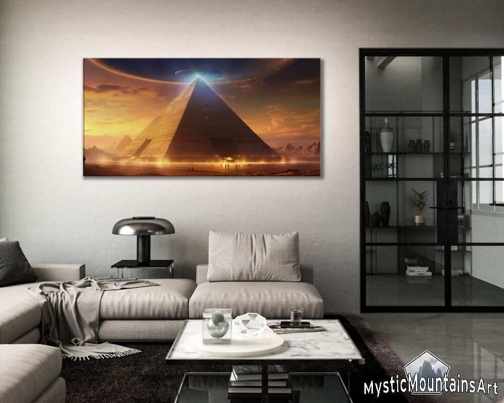 Pyramid 4 Stargate Alien Planet Print UFO Gift for Men, Modern Sci-fi ...